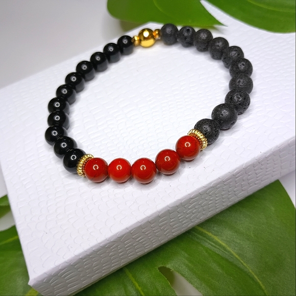 sisu clothing co. | Accessories | Red Jasper Black Lava Stone Bracelet ...